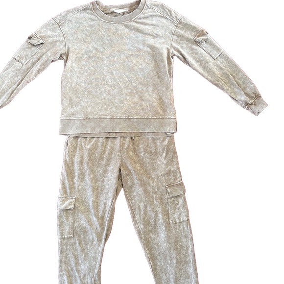 Jane and Delancey | Pants & Jumpsuits | Jane Delancey Tan White Neutral Tie Dye Two Piece Jogger ...